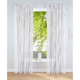 Gardine my home "Dimona" Gr. 1, bunt (weiß, silberfarben, grau), B:140cm H:145cm, Voile, Polyester, Gardinen, 2er-Set, Bestseller, Polyester, Wellen