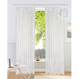 Gardine my home "Anna" Gr. 1, weiß, B:140cm H:145cm, Ausbrenner, Polyester, Viskose, Gardinen, Viskose, Polyester, Äste-Motiv