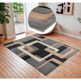 Teppich my home "Maxim" Gr. 6, bunt (beige, grau), B:200cm H:13mm L:290cm, Kunstfaser, Teppiche, Hoch-Tief-Effekt, Kurzflor, 3D-Design, Kundenliebling