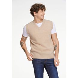 Pullunder LINDBERGH "LINDBERGH Pullunder", Herren, Gr. L, beige (lt sand mel), Obermaterial: 80% Lammwolle, 20% Nylon, V-Ausschnitt, Pullover