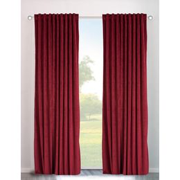 Vorhang my home "Velvet uni" Gr. 1, rot, B:140cm H:145cm, Polyester, Gardinen, Samt, 2-er Set, Vorhang, edel, einfarbig