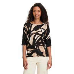 BETTY & CO Strickpullover BETTY & CO "Damen Feinstrickpullover mit Print", Damen, Gr. 36, schwarz (schwarz, nature), Feinstrick, Obermaterial: 90% Viskose, 10% Polyamid., figurumspielend normal, Rundhals, Pullover, Druck