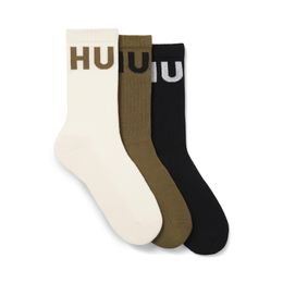 Freizeitsocken HUGO UNDERWEAR "3P QS ICONIC CC 1", Herren, Gr. 43-46, grün (open grün 355), Baumwollmischung, elastisch, Socken, mit HUGO Logostickerei in Kontrastfarbe