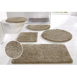 Badematte my home "Inga, Badezimmer Teppich, Badvorleger" Gr. 5, taupe, H:20mm, Polyester, Badematten, Badteppich, unifarben, weich, als halbrund und rechteckig erhältlich