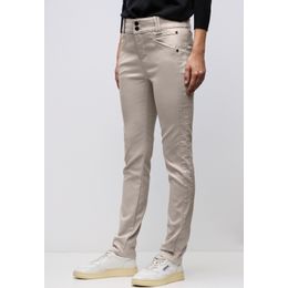 Lederimitathose Street One, Damen, Gr. 34, Länge 32, schwarz moonstone sand, Stoff, 79% Viskose, 18% Nylon, 3% Elasthan, unifarben, comfort fit normal, Hosen, mit Coating