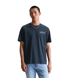 Marc O'Polo T-Shirt MARC O'POLO DENIM "mit anregendem Rückenprint", Herren, Gr. L, navy teal, Obermaterial: 100% Baumwolle, unifarben, relaxed fit, Rundhals, normaler Saum, Shirts