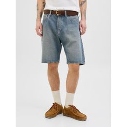 Jack & Jones Relaxshorts JACK & JONES "JJIALEX JJORIGINAL SHORTS SBD 300 SN", Herren, Gr. S, N-Gr, blau (blau denim), Web, Obermaterial: 100% Baumwolle, Abriebeffekte, unifarben, relaxed fit knielang, Hosen, im Five-Pocket Style