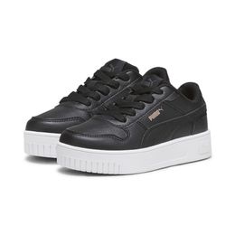 Sneaker Puma "Carina Street Sneakers Mädchen", Kinder, Gr. 27,5, schwarz-weiß (schwarz rose gold weiß metallic), Obermaterial: Synthetik, Leder; Futter: Textil; Innensohle: Textil; Laufsohle: Gummi, Schuhe