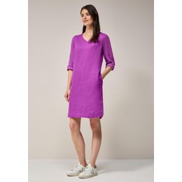 Sommerkleid Cecil, Damen, Gr. XL44, US-Gr&ouml;&szlig;en, magenta lacquer, Stoff, 100% Leinen, unifarben, normal kniefrei, V-Ausschnitt, B&uuml;ndchen, Kleider Sommerkleid, mit Turn-Up Funktion