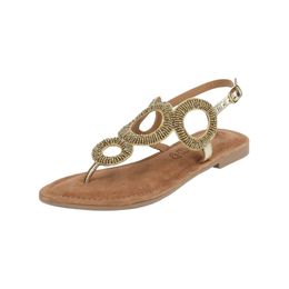 Riemchensandale Lazamani "Lazamani Sandalen Leder", Damen, Gr. 40, gold, Leder, Schuhe Riemchensandale