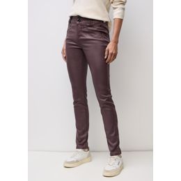 Lederimitathose Street One, Damen, Gr. 34, Länge 32, velvet berry, Stoff, 79% Viskose, 18% Nylon, 3% Elasthan, unifarben, comfort fit normal, Hosen, mit Coating