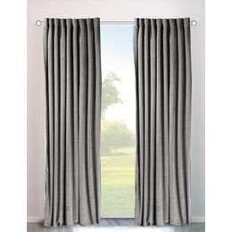 Vorhang my home "Velvet uni" Gr. 1, grau, B:140cm H:145cm, Polyester, Gardinen, Samt, 2-er Set, Vorhang, edel, einfarbig