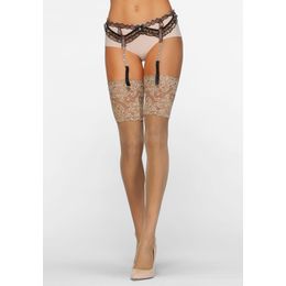 Halterlose Feinstr&uuml;mpfe Lascana, Damen, Gr. 52-54, beige (skin), Elasthan, Polyamid, normal, Socken, mit breitem Spitzenband