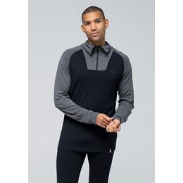 Fleeceshirt BULA, Herren, Gr. L, schwarz, 50% Wolle, 50% Viskose, mehrfarbig, ohne Ausschnitt, Shirts, mit verstellbarem Stehkragen