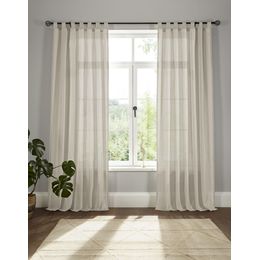 Vorhang Andas "Elby 1" Gr. 1, beige, B:142cm H:145cm, Jacquard, Baumwolle, Polyester, Gardinen, transparent, basic, monochrom, bis 295 cm L&auml;nge