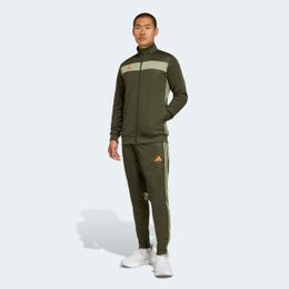 Trainingsanzug adidas Performance "TIRO ES TS", Herren, Gr. L, night cargo, tent grün, impact orange, Obermaterial: 100% Polyester, Sportanzüge