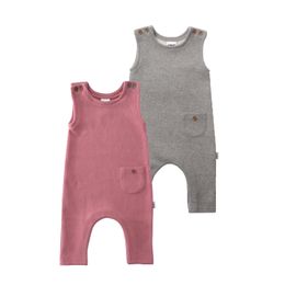 Jumpsuit Liliput, Baby, Gr. 68, EURO-Größen, rosa (rosa, grau), 80% Baumwolle, 20% Polyester, ohne Ausschnitt, Overalls Jumpsuit, mit praktischen Druckknöpfen im Schritt