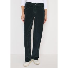 Cordhose Cecil, Damen, Gr. 30, Länge 32, schwarz emerald grün, Web, 98% Baumwolle, 2% Elasthan, unifarben, loose fit normal, Hosen, High Waist