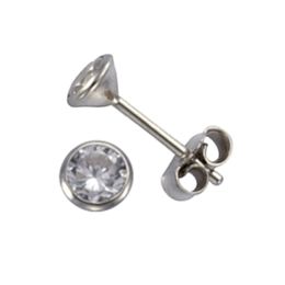Paar Ohrstecker Firetti "Schmuck Geschenk Silber 925 Ohrschmuck Solitär" Gr. 3, silber (silberfarben, kristallweiß), Ohrringe, Kinder, 3, Silber 925 (Sterlingsilber), mit Zirkonia (synth.)
