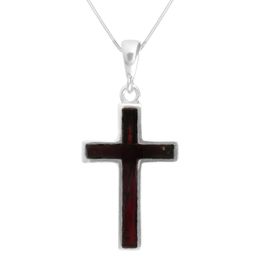 Kette mit Anh&auml;nger OSTSEE-SCHMUCK "OSTSEE-SCHMUCK Kette mit Anh&auml;nger Kreuz 28 x 18 mm" Gr. 45, silber, Halsketten, Damen, 45cm, Silber 925 (Sterlingsilber), L: 42