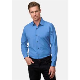 Langarmhemd Rusty Neal "Langarm", Herren, Gr. 4XL, EURO-Gr&ouml;&szlig;en, bunt (blau, grau), 60% Baumwolle, 37% Polyester, 3% Elasthan, unifarben, Hemden, im Slim-Fit geschnitten