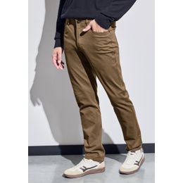 Chinohose Street One MEN, Herren, Gr. 32, Länge 32, braun (sepia braun), Web, 97% Baumwolle, 3% Elasthan, unifarben, slim fit lang, Hosen, 5-Pocket-Style