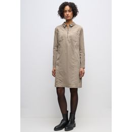 Jeanskleid Street One, Damen, Gr. 40, EURO-Größen, morning beige, Cord, 98% Baumwolle, 2% Elasthan, unifarben, normal knielang, V-Ausschnitt, abgesteppt, Kleider, mit Zipper-Detail
