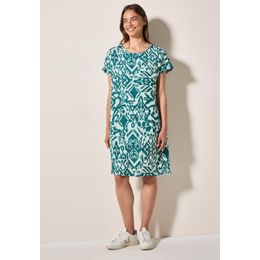 Sommerkleid Cecil, Damen, Gr. XXL (46), US-Gr&ouml;&szlig;en, gr&uuml;n (gr&uuml;n lagoon), Stoff, 55% Leinen, 45% Viskose, bedruckt, normal knielang, U-Boot-Ausschnitt, abgesteppt, Kleider Sommerkleid, aus Leinen