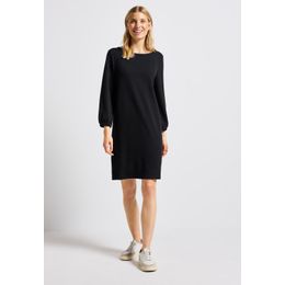 Jerseykleid Street One, Damen, Gr. 34, EURO-Größen, schwarz, Stoff, 69% Polyester, 28% Viskose, 3% Elasthan, unifarben, normal knielang, U-Boot-Ausschnitt, Bündchen, Kleider, knielang