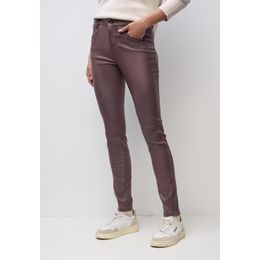 Lederimitathose Street One, Damen, Gr. 42, L&auml;nge 32, velvet berry, Stoff, 79% Viskose, 18% Nylon, 3% Elasthan, unifarben, slim fit lang, Hosen, Middle Waist
