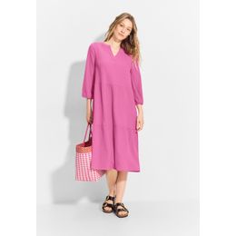 Blusenkleid Cecil, Damen, Gr. XXL (46), US-Gr&ouml;&szlig;en, pink (bloomy pink), Stoff, 56% Viskose, 43% Polyester, 1% Elasthan, unifarben, gerade kniebedeckend, Rundhals, B&uuml;ndchen, Kleider Blusenkleid, in Unifarbe