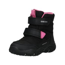 Stiefelette Geox "Geox Stiefelette Lederimitat/Textil", Kinder, Gr. 22, schwarz, pink, Lederimitat, Textil, Schuhe
