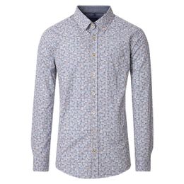 Langarmhemd Casamoda "Casamoda Freizeithemd Print", Herren, Gr. L, Normalgrößen, blau (hellblau), 100% Baumwolle, bedruckt, comfort fit, Hemden