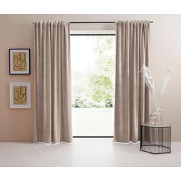 Vorhang "Samt Ladina" Gr. 1, beige (sand beige), B:140cm H:145cm, Polyester, Polyester, LeGer Home by Lena Gercke, Gardinen, blickdicht, gewebt, verschiedene Gr&ouml;&szlig;en, Bestseller