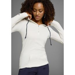 Kapuzenshirt Kangaroos, Damen, Gr. 32, weiß (sanftes weiß), Jersey, Obermaterial: 100% Baumwolle, unifarben, figurbetont hüftbedeckend, Bündchen mit Daumenlöchern, Shirts, Langarm mit Daumenlöchern, figurbetonter Schnitt, aus Jerseystoff