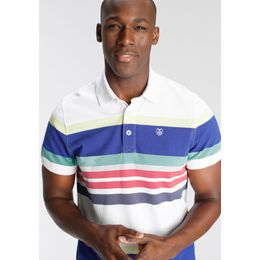 Poloshirt DELMAO, Herren, Gr. S (44/46), bunt (weiß, bunt gestreift), Piqué, Obermaterial: 100% Baumwolle, gestreift, normal, Shirts, Kurzarm, mit Polokragen, aus Piqué-Stoff, aus 100% Baumwolle