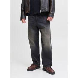 Jack & Jones Relax-fit-Jeans JACK & JONES "JJIALEX mit cleanem Look und Taschenvielfalt", Herren, Gr. 32, Länge 34, schwarz, denim, Denim/Jeans, Obermaterial: 100% Baumwolle, Abriebeffekte, relaxed fit lang, Jeans, mit Gürtelschlaufen