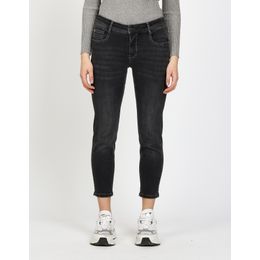 Relax-fit-Jeans Gang "94AMELIE", Damen, Gr. 26, N-Gr, winter grau wash, Denim/Jeans, Obermaterial: 89% Baumwolle, 9% Polyester, 2% Elasthan, regular fit lang, Jeans, mit Used-Effekten