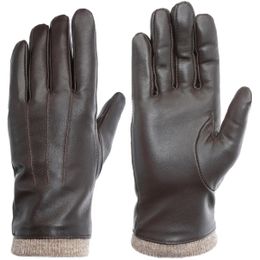 Lederhandschuhe Pearlwood "Daisy", Damen, Gr. 7.5, braun (dunkelbraun), Schafsleder, Handschuhe, Touchscreenfähig - mit 10 Fingern bedienbar, Ziernähte