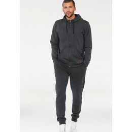 Jogginganzug OCEAN SPORTSWEAR "Comfort Fit", Herren, Gr. L (52/54), grau (anthrazit), angeraute Sweatware, Obermaterial: 60% Baumwolle, 40% Polyester. Kapuzenfutter: 100% Baumwolle, meliert, bequem, Sportanzüge, Topseller
