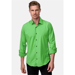 Langarmhemd Rusty Neal "Langarm", Herren, Gr. 4XL, EURO-Größen, bunt (schwarz, grün), 60% Baumwolle, 37% Polyester, 3% Elasthan, unifarben, Hemden, im Slim-Fit geschnitten