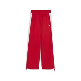 Sporthose Puma "T7 Relaxed Gewebte Trainingshose Damen", Damen, Gr. M, Normalgrößen, rot (for all time rot), Obermaterial: 100% Nylon; Seitenpartie: 100% Polyester; Seitentasche – Oben: 100% Polyester, unifarben, relaxed fit, Hosen