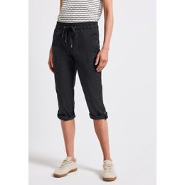 3/4-Hose Street One, Damen, Gr. 46, L&auml;nge 22, schwarz, Web, 98% Baumwolle, 2% Elasthan, unifarben, loose fit 3/4-L&auml;nge, Hosen, Middle Waist