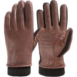 Lederhandschuhe Pearlwood, Damen, Gr. 10, whiskey, Schafsleder, unifarben, Handschuhe, mit wärmendem Futter