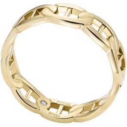 Fingerring Fossil "Schmuck Geschenk Edelstahl Ring Heritage D-Link" Gr. 19, gold (gelbgoldfarben), Fingerringe, Damen, 19, Edelstahl, 5,5mm, Fingerring