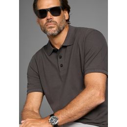 MAN'S WORLD Poloshirt MAN'S WORLD, Herren, Gr. 44-46 (S), grau (anthrazit), Piqué, Obermaterial: 100% Baumwolle, unifarben, Basic, regular fit, Rundhals, Flachstrickbündchen, Shirts, Kurzarm, lockere Passform, unifarben