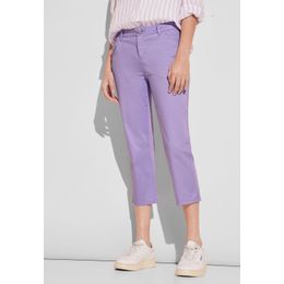3/4-Hose Street One, Damen, Gr. 38, L&auml;nge 22, lila (smell of lavender), Web, 97% Baumwolle, 3% Elasthan, unifarben, comfort fit 3/4-L&auml;nge, Hosen, in 3/4-L&auml;nge