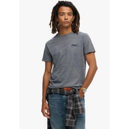 Rundhalsshirt Superdry "ESSENTIAL LOGO EMB TEE", Herren, Gr. S, blau (eclipse navy), Single Jersey, Obermaterial: 100% Baumwolle, unifarben, slim fit hüftlang, Rundhals, Shirts