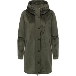 Kurzmantel Ragwear "Cousy Bonded YOUMODO", Damen, Gr. M (38), olivgrün, Obermaterial 1: 91% Polyester, 9% Elasthan, Obermaterial 2: 94% Polyester, 6% Elasthan, gerade Po-bedeckend, hoch geschlossener Ausschnitt, Ärmel ohne Ärmelschlitz elastischer Bund, Mäntel, Weicher Damen Rippstrick-Mantel mit Kapuze