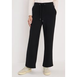 Culotte Cecil, Damen, Gr. L, Länge 30, schwarz, Web, 77% Baumwolle, 20% Polyester, 3% Elasthan, unifarben, loose fit lang, Hosen, High Waist